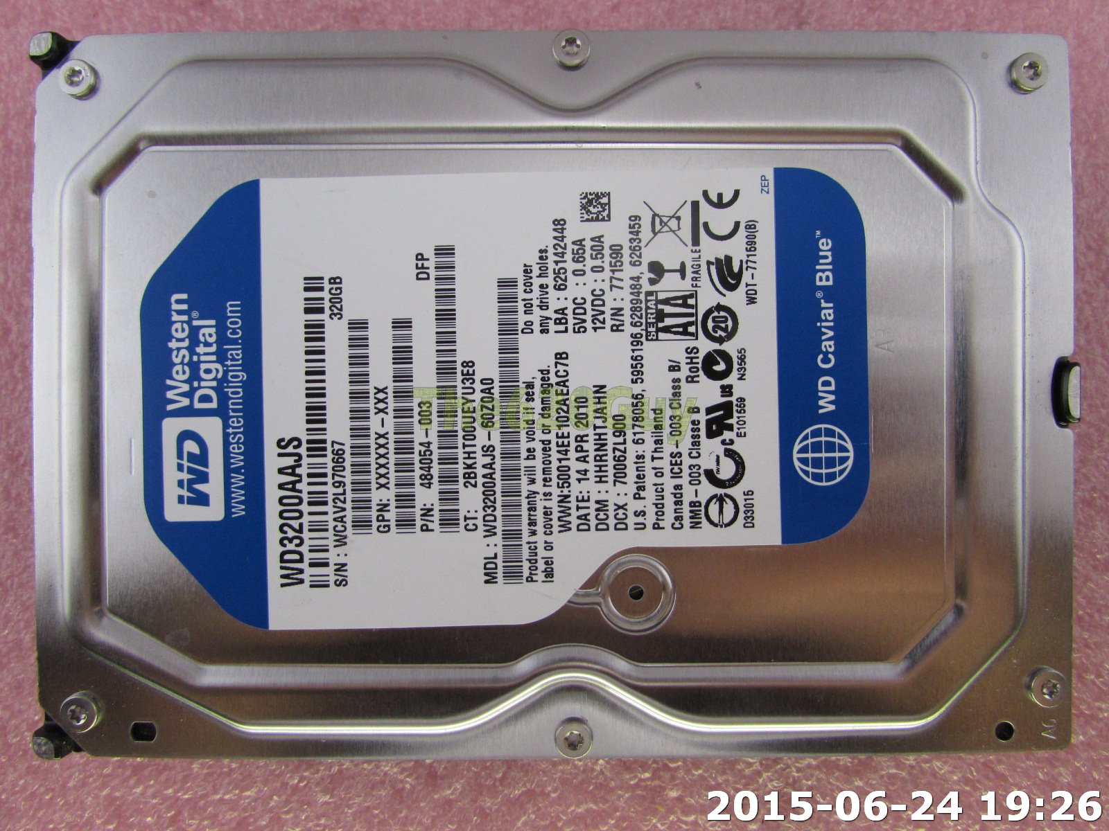 Lot of 4 Western Digital WD3200AAJS WD Blue 320GB 7200RPM 8MB SATA Hard ...