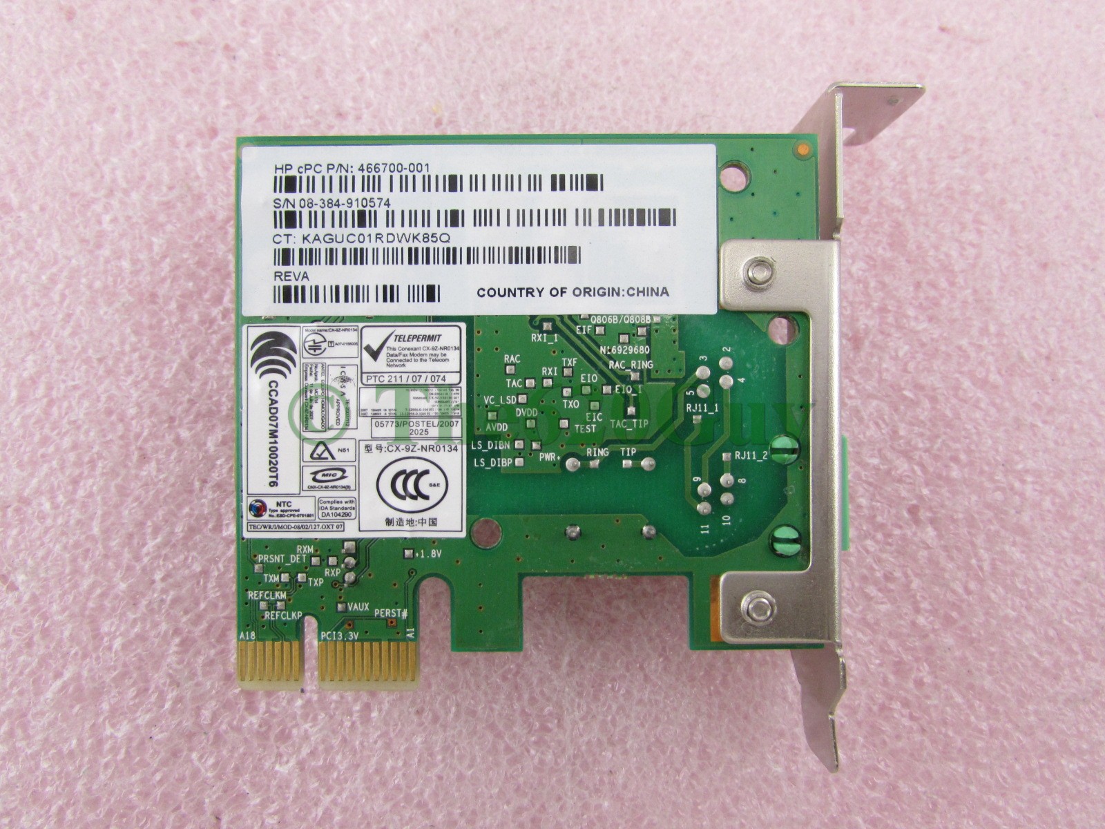 HP 466700-001 Anatel Low Profile SFF 56K PCIe Data/Fax Modem Card CX-9Z ...